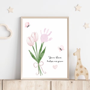 Your Love Helps Me Grow Flower Handprint Art, Gift for Mom Grandma Aunt ...