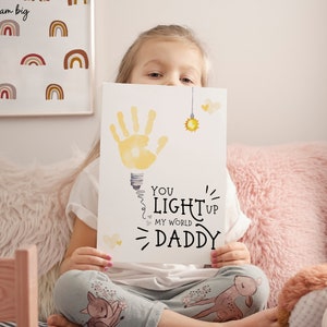 You Light up My World Father's Day Handprint Art, Dad Birthday Gift ...