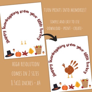 Little Turkey Thanksgiving Handprint, Fall Handprint Art, Thanksgiving ...