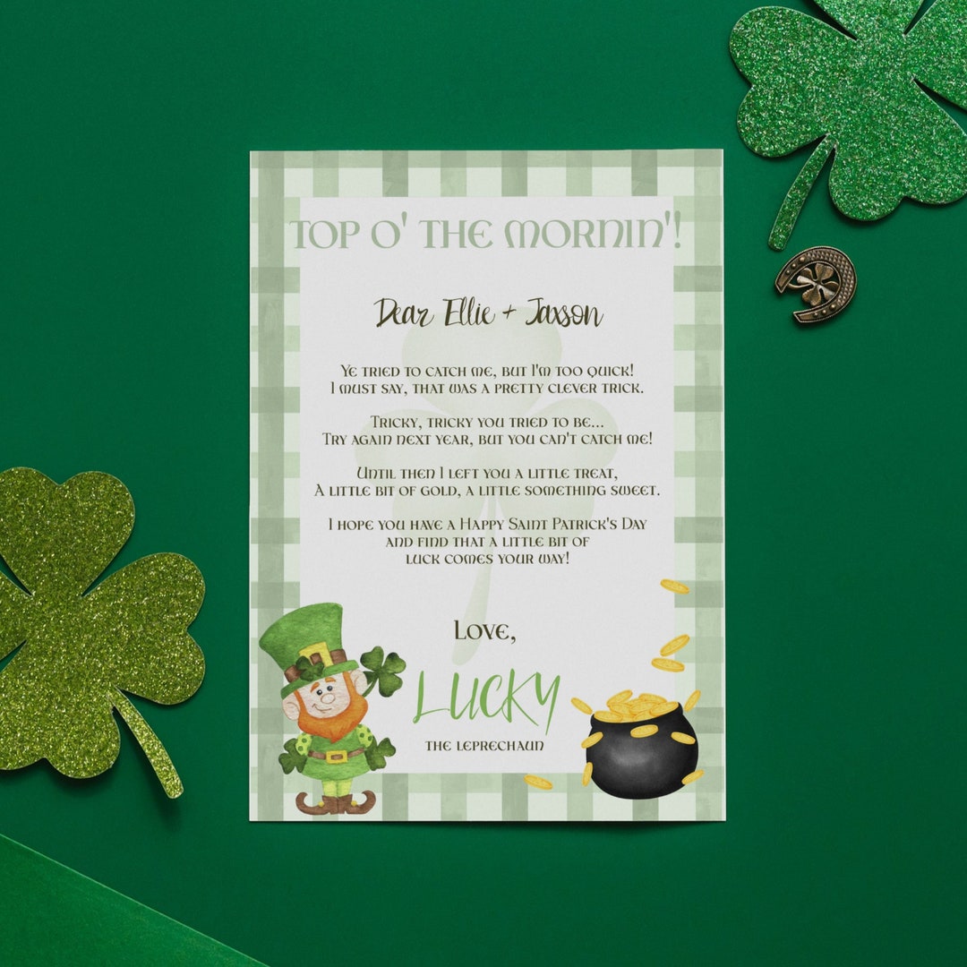 Leprechaun Letter, Editable Letter From Leprechaun, Leprechaun Trap, St ...