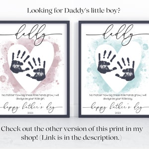 Father's Day Handprint Art Daddy's Little Girl DIY - Etsy