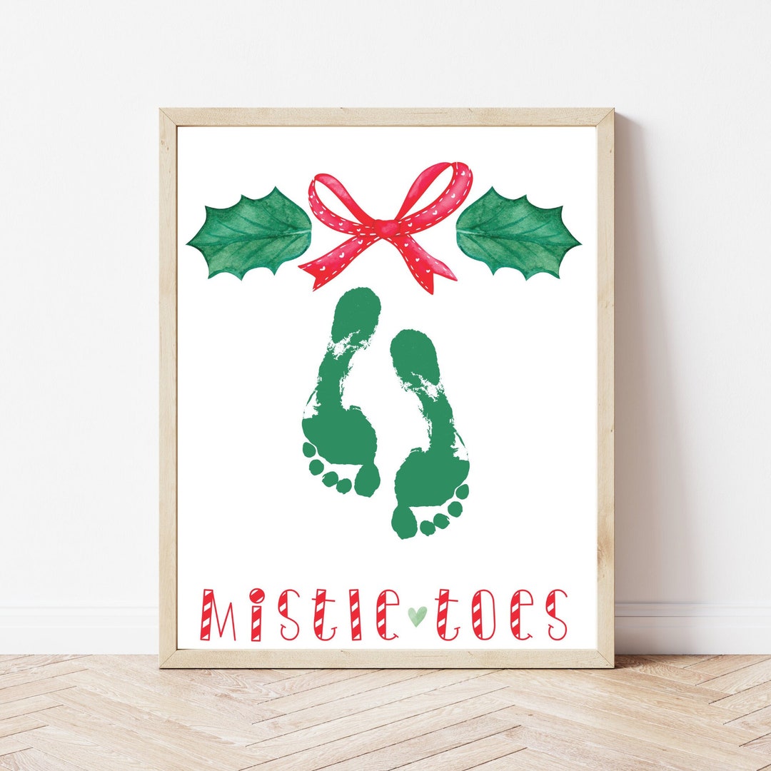 Christmas Handprint Art, Mistletoes Footprint Printable Craft for ...
