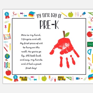 First Day of Pre K / Last Day of Pre K Handprint Art, Kids Handprint ...