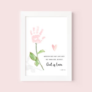 Valentines Day Handprint Art, Preschool Bible Activity, Flower ...