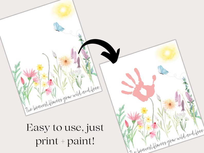 Flower Handprint Art Wildflower Handprint Craft for Kids DIY - Etsy