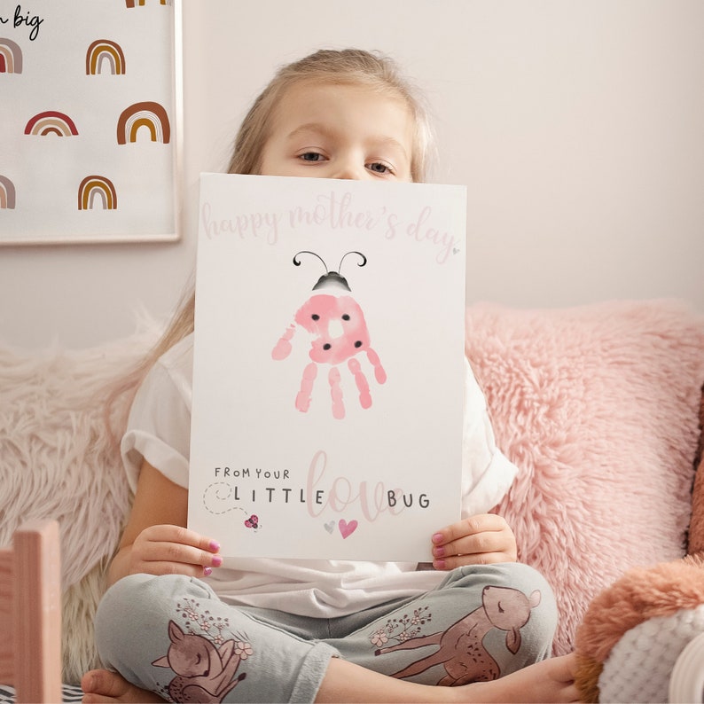 Mother's Day Handprint Art, Love Bug Footprint Craft, Mother's Day ...