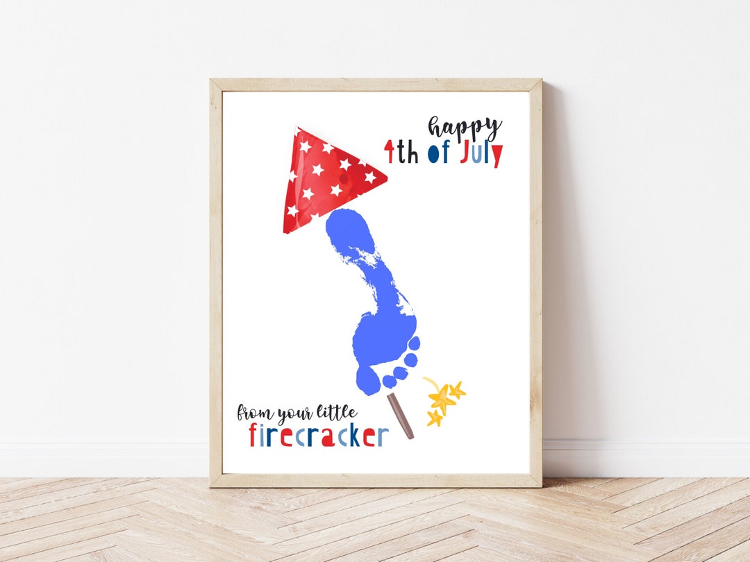 4th of July Firecracker Footprint Art Craft 4th of July Craft for ...