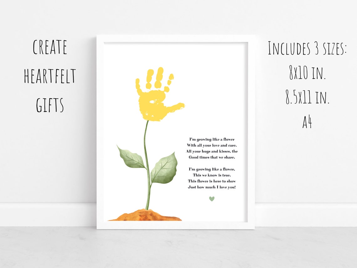 Flower Handprint Art Craft, Growing Like A Flower Poem, Mother's Day ...