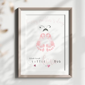 Mother's Day Handprint Art, Love Bug Footprint Craft, Mother's Day ...