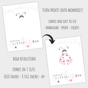 Mother's Day Handprint Art, Love Bug Footprint Craft, Mother's Day ...