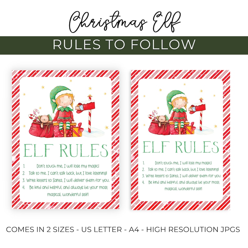 Christmas Elf Rules, Girl Elf Arrival Letter, Kids Christmas Fun ...