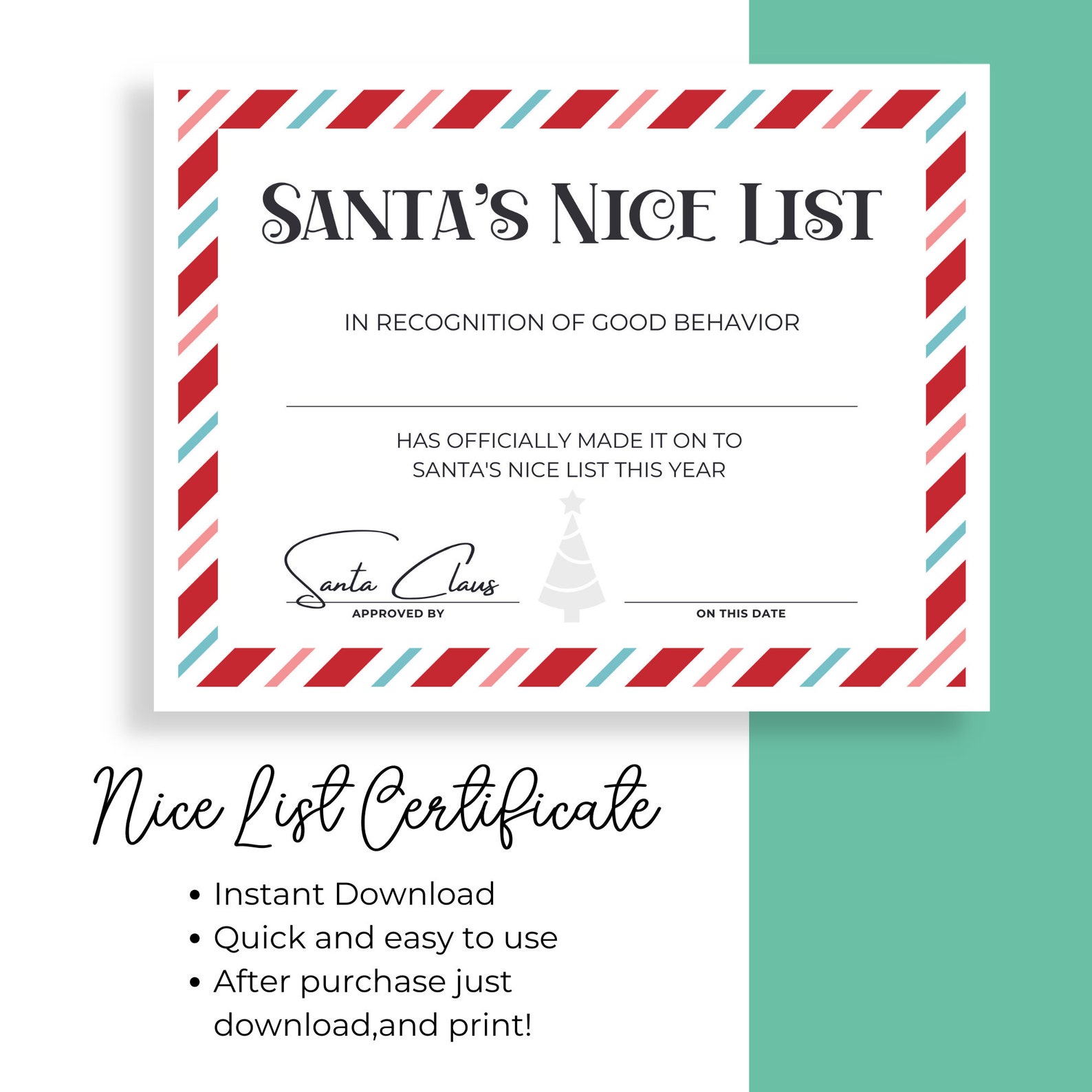 Nice List Certificate, Santa's Nice List Certificate, Santas Good List ...
