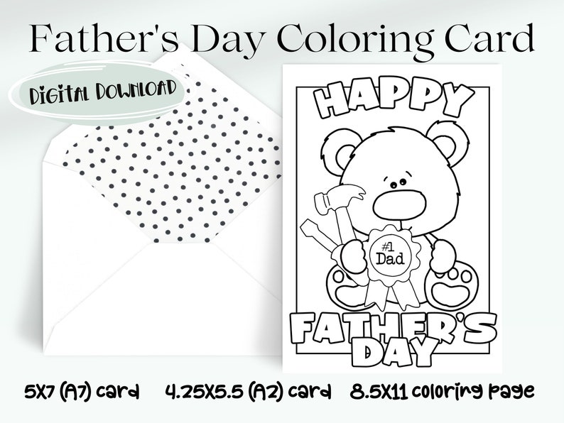 Printable DIY Father's Day Card Coloring Card for Dad From - Etsy