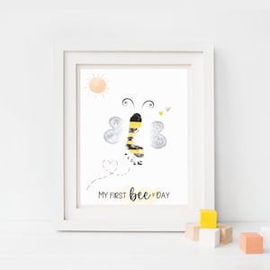 First Bee Day, Baby Footprint, Toddler Footprint, First Birthday ...