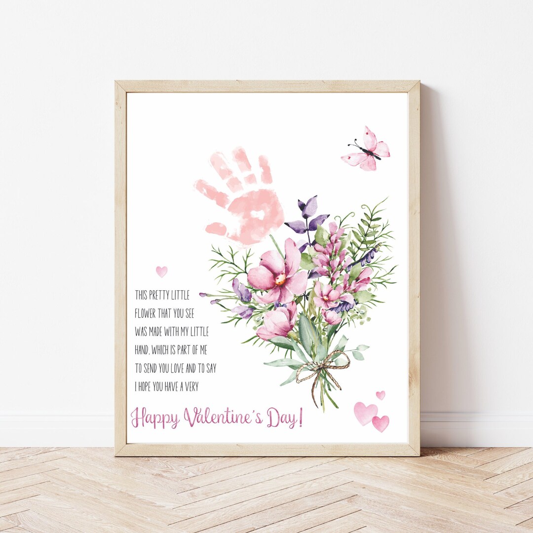 Valentine's Day Handprint Art, Handprint Flower, Kids Valentines Day ...