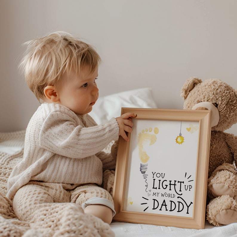 You Light up My World Father's Day Handprint Art, Dad Birthday Gift ...