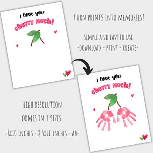I Love You Cherry Much Handprint Art, Valentine Handprint Craft, Kids ...
