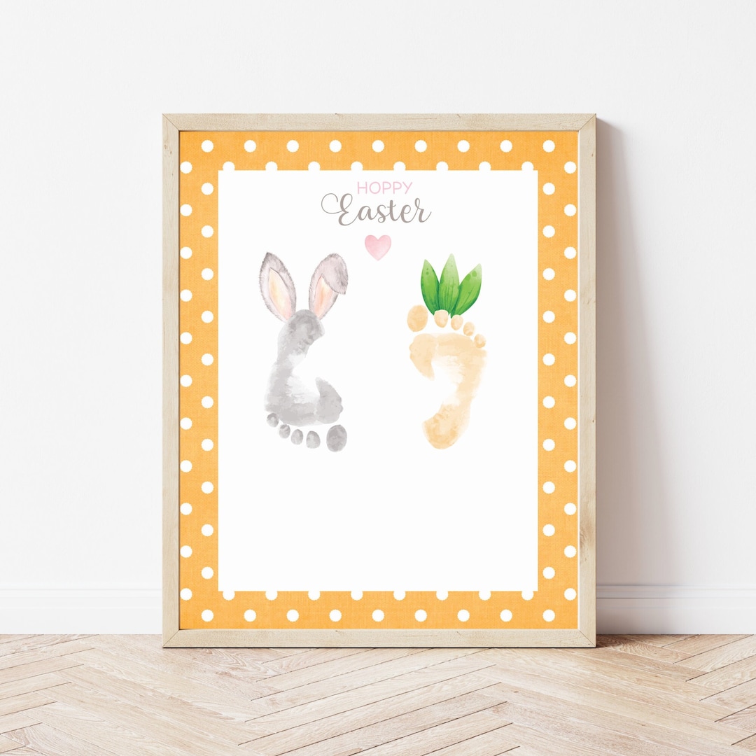 Easter Bunny Carrot Footprint Art, Handprint Footprint Craft for Baby ...