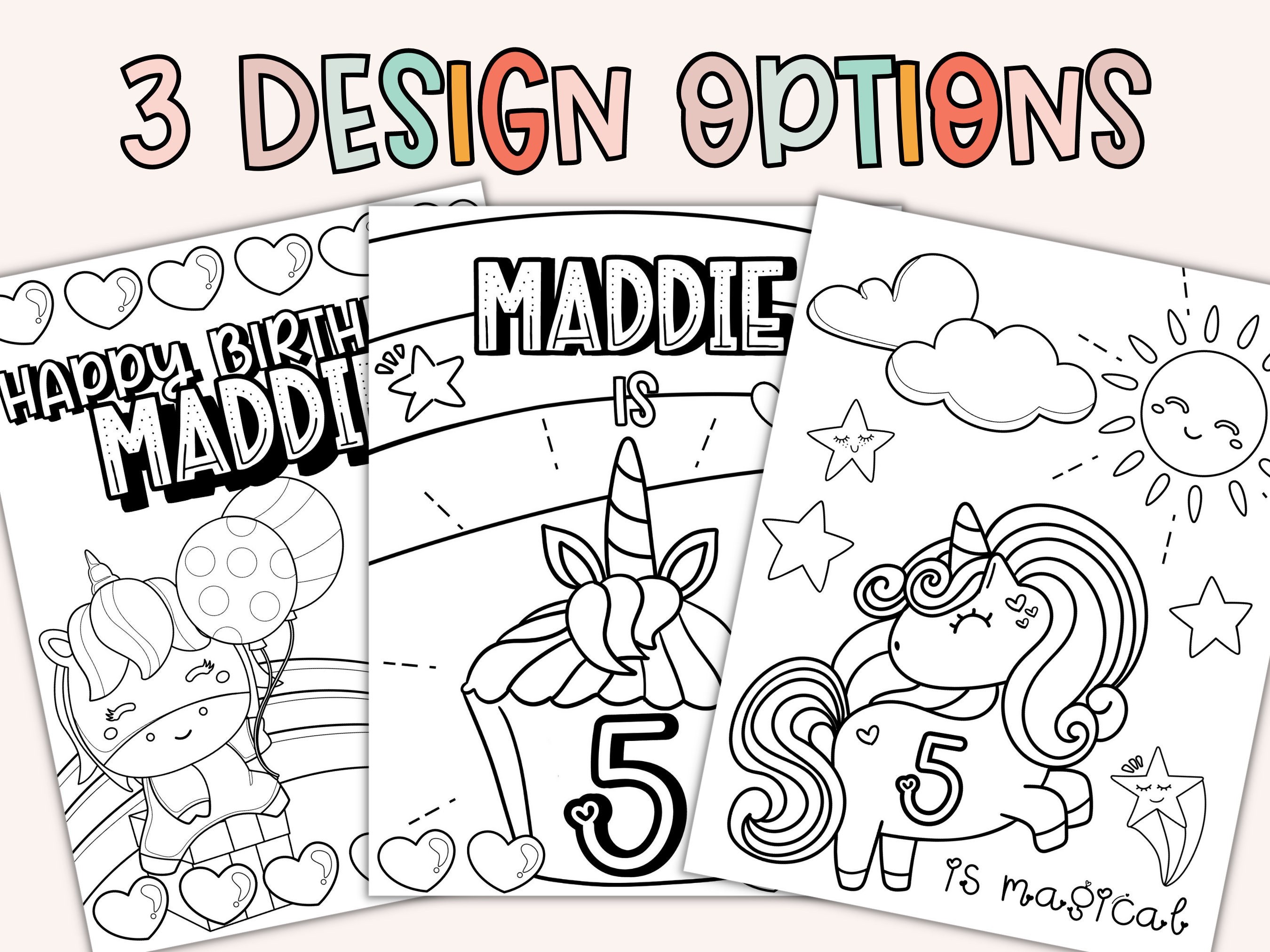 Personalized Coloring Page for Kids Birthday Custom Coloring - Etsy Canada
