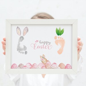 Easter Footprint Art, Bunny Carrot Footprint, Easter Handprint Craft ...