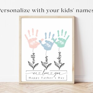 Personalized Handprint Art for Dad DIY Fathers Day Gift From Kids Baby ...