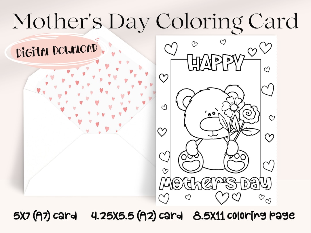 Printable DIY Mother's Day Card, Colorable Card for Mom, DIY Birthday ...