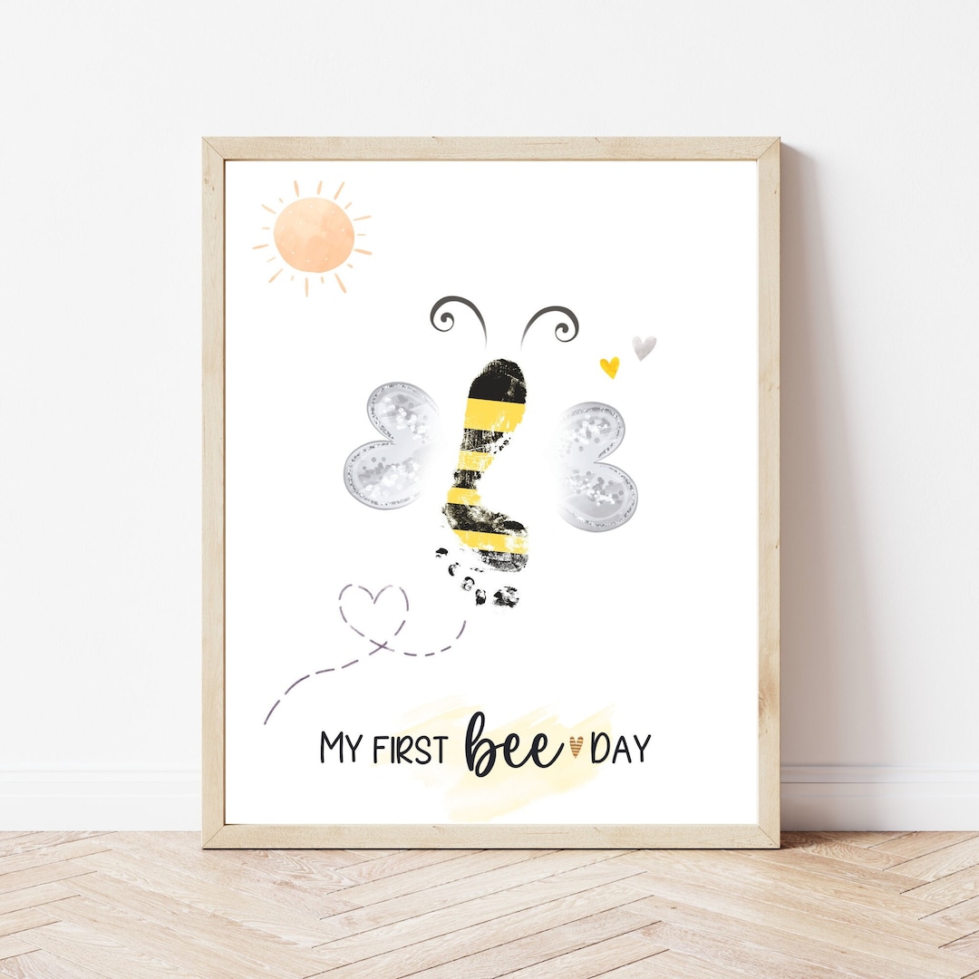 First Bee Day, Baby Footprint, Toddler Footprint, First Birthday ...
