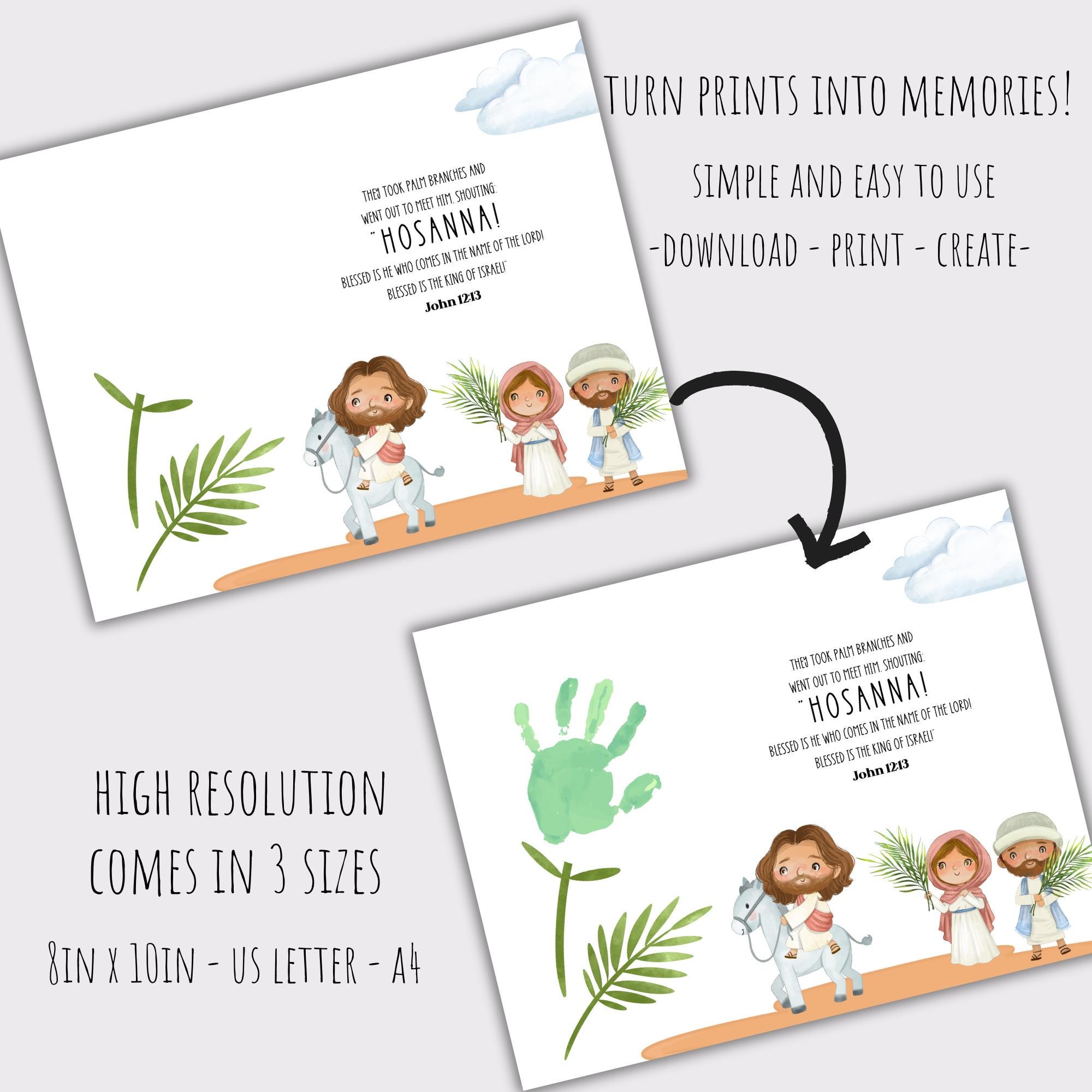 Palm Sunday Craft, Religious Easter Handprint Art, March Activities for ...