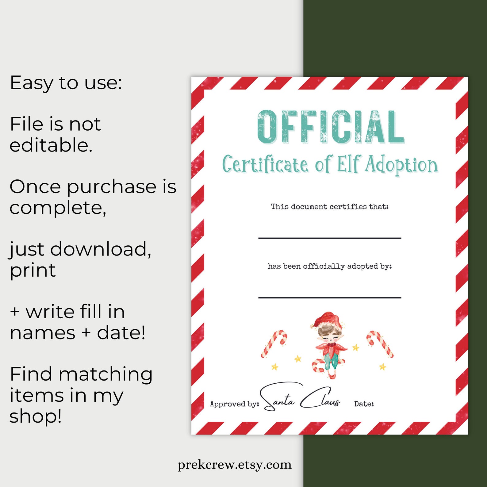 Elf Adoption Certification, First Time Elf Arrival, Elf Arrival Letter ...
