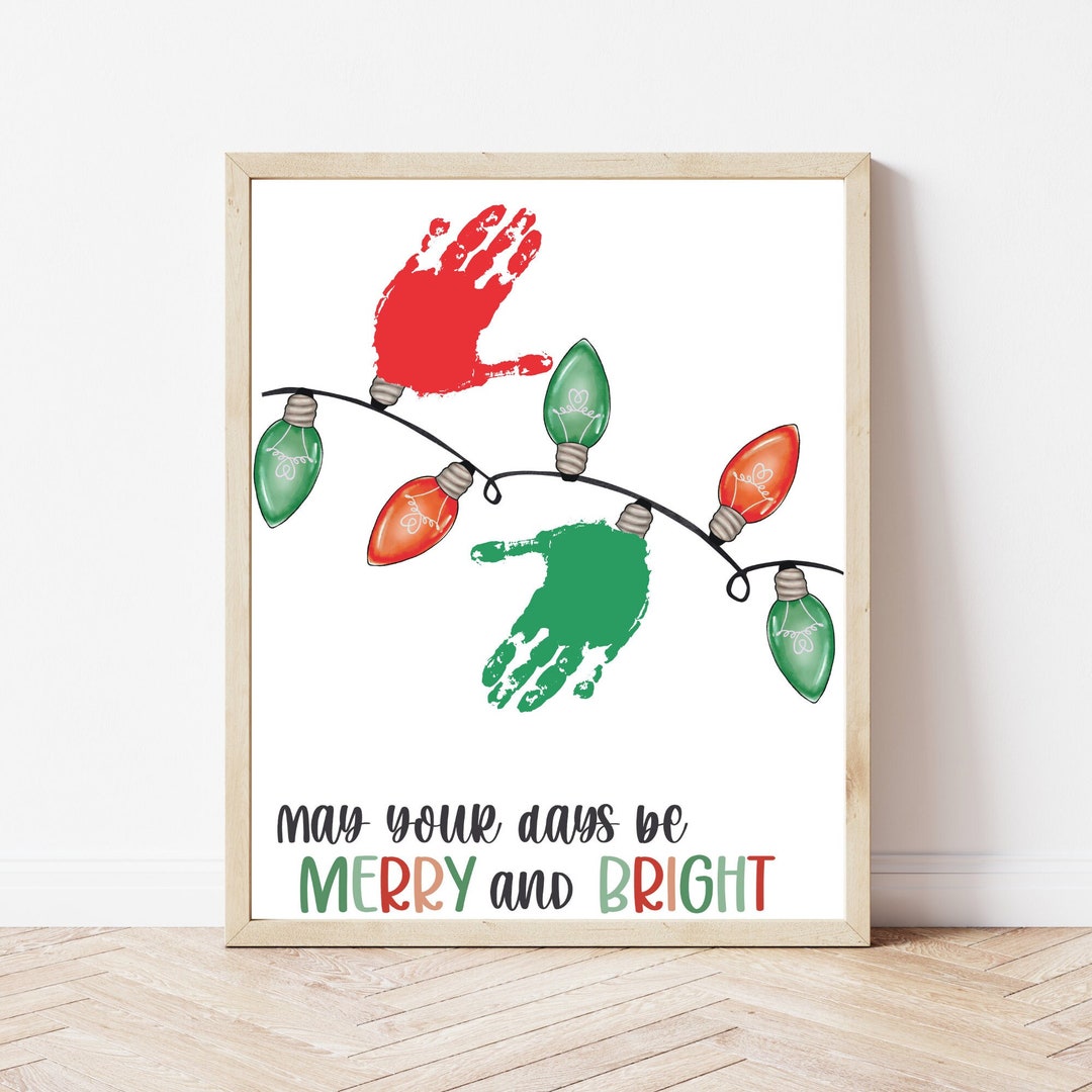 Christmas Handprint Art, Christmas Lights Handprint Craft for Babies ...