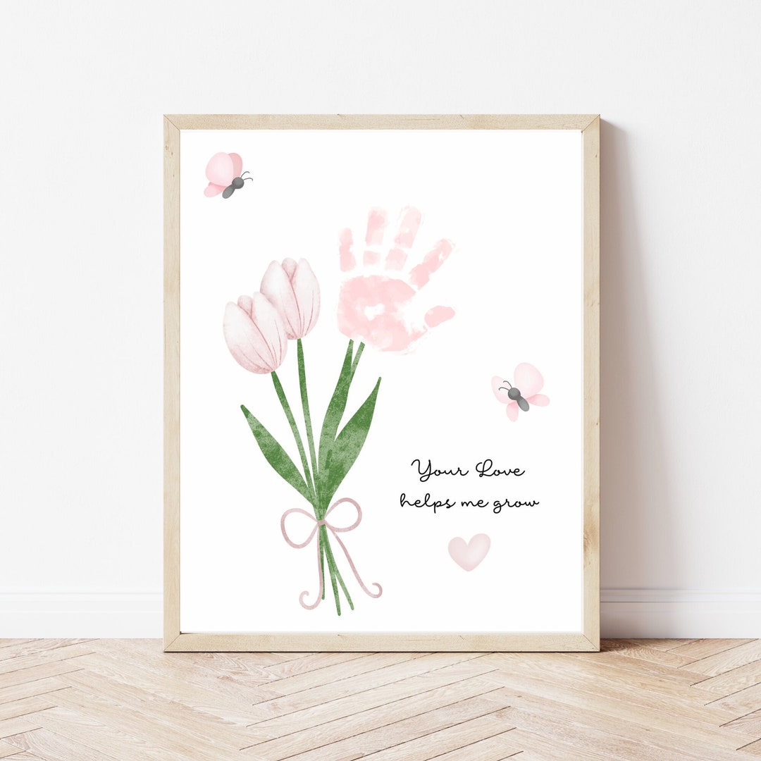 Your Love Helps Me Grow Flower Handprint Art, Gift for Mom Grandma Aunt ...