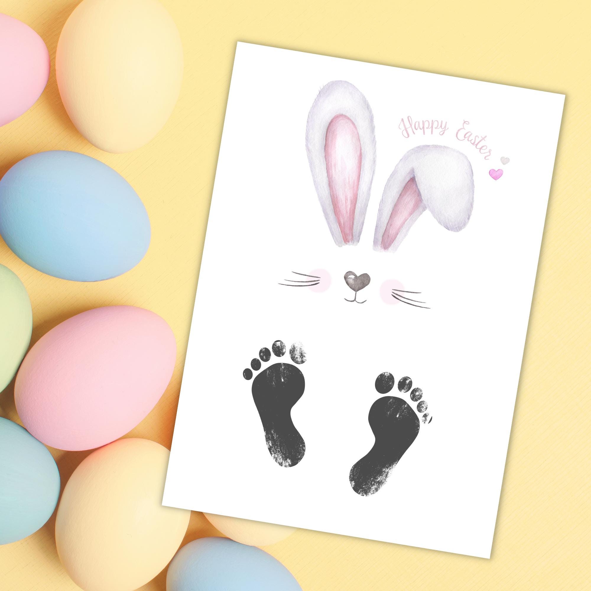 Happy Easter Footprint Art, Easter Handprint, Easter Bunny Handprint ...