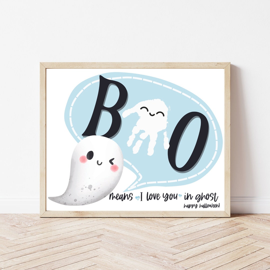 Halloween Ghost Handprint Art, Fall Handprint Craft for Kids, DIY ...