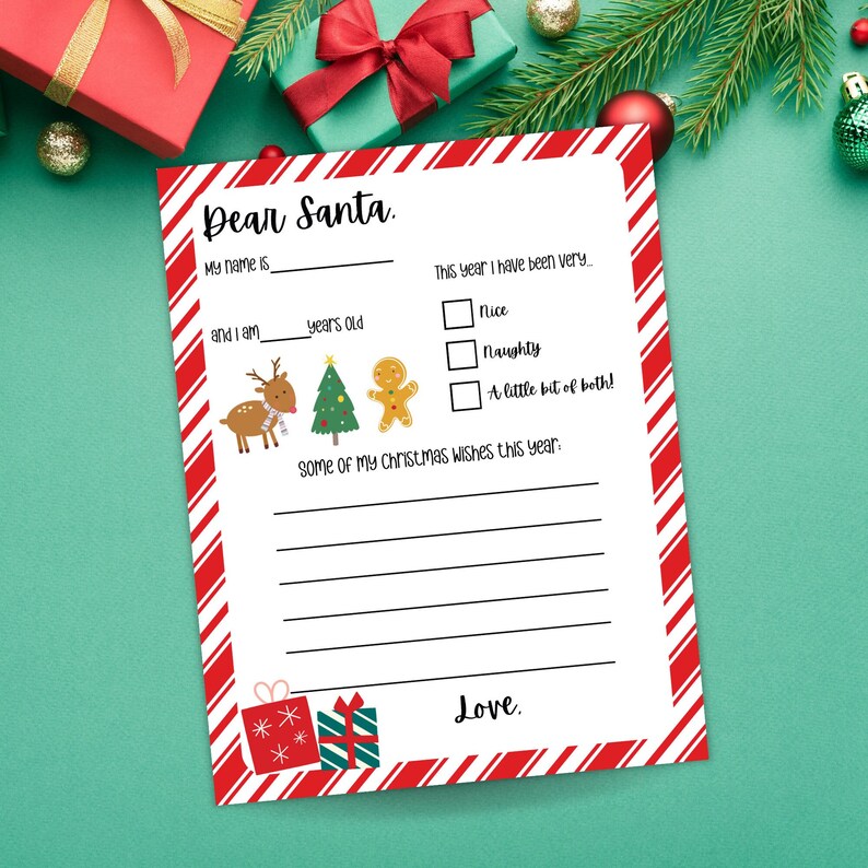 Santa Letters Letter to Santa, Kids Christmas List, Christmas Wishlist ...