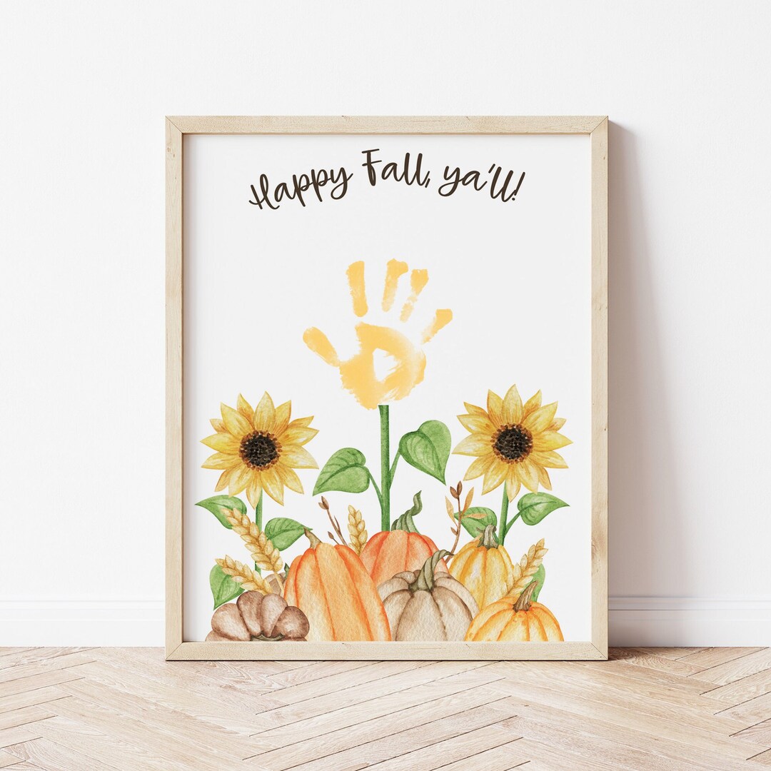 Happy Fall Ya'll Handprint Art, Fall Handprint Craft for Babies ...