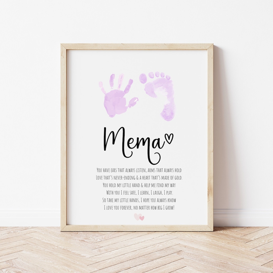 Mema Handprint Poem, Mother's Day Handprint Art, Valentines Handprint Craft, Gift for Grandma ...