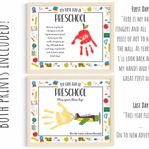 First Day of Preschool / Last Day of Preschool Handprint Art, Kids ...