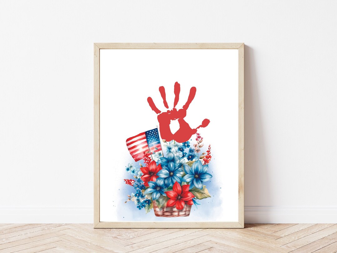 Memorial Day, 4th of July Handprint Art Craft for Kids, Patriotic ...