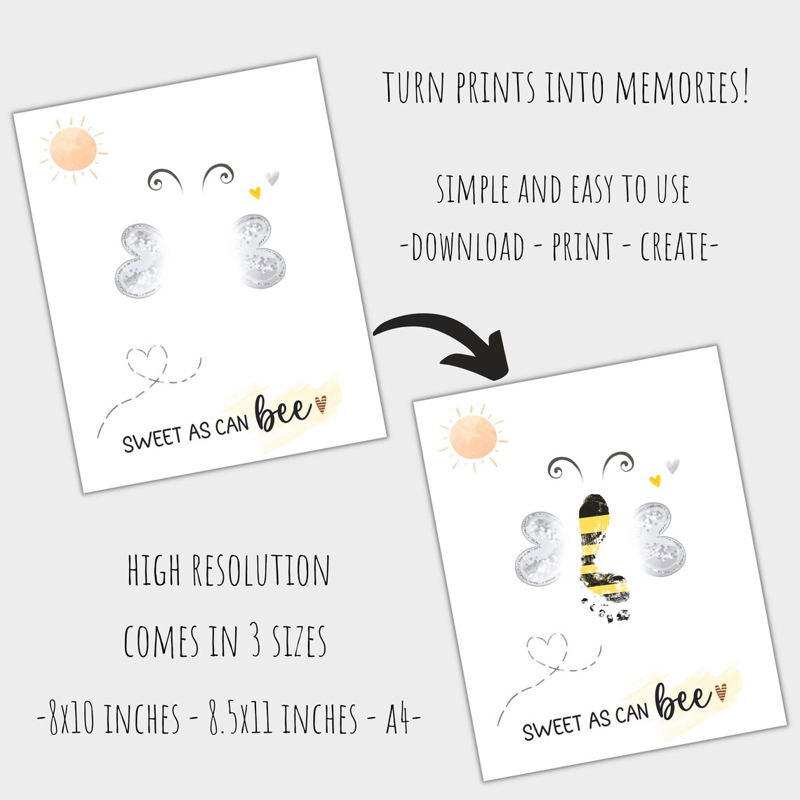 Sweet as Can Bee Footprint Craft Handprint Footprint Art for - Etsy