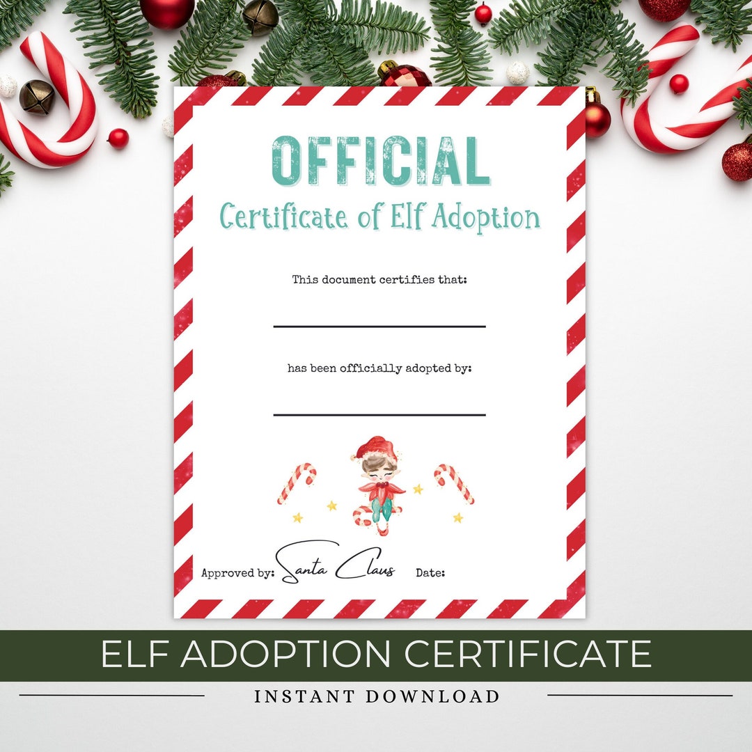 Elf Adoption Certification, First Time Elf Arrival, Elf Arrival Letter ...