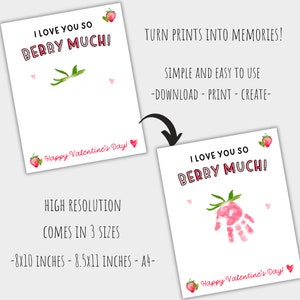I Love You Berry Much Handprint Art, Valentine Handprint Craft, Kids ...
