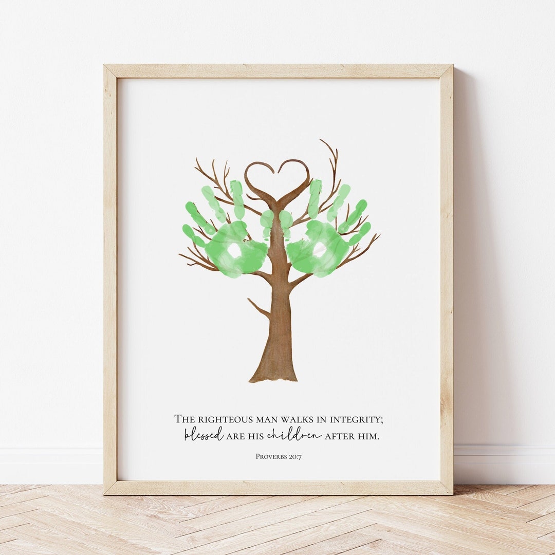 Religious Father's Day Handprint Art, Dad Birthday Gift, Bible Verse ...