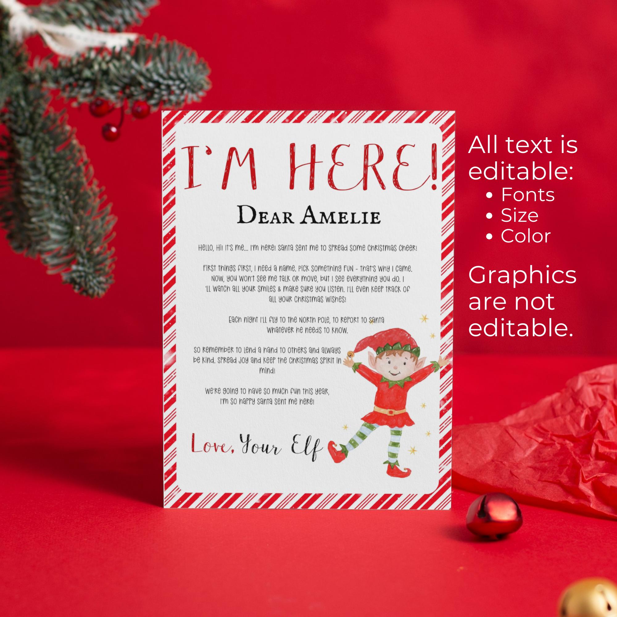 EDITABLE Elf Letter, Elf Arrival Letter, First Time Elf Arrival Letter ...