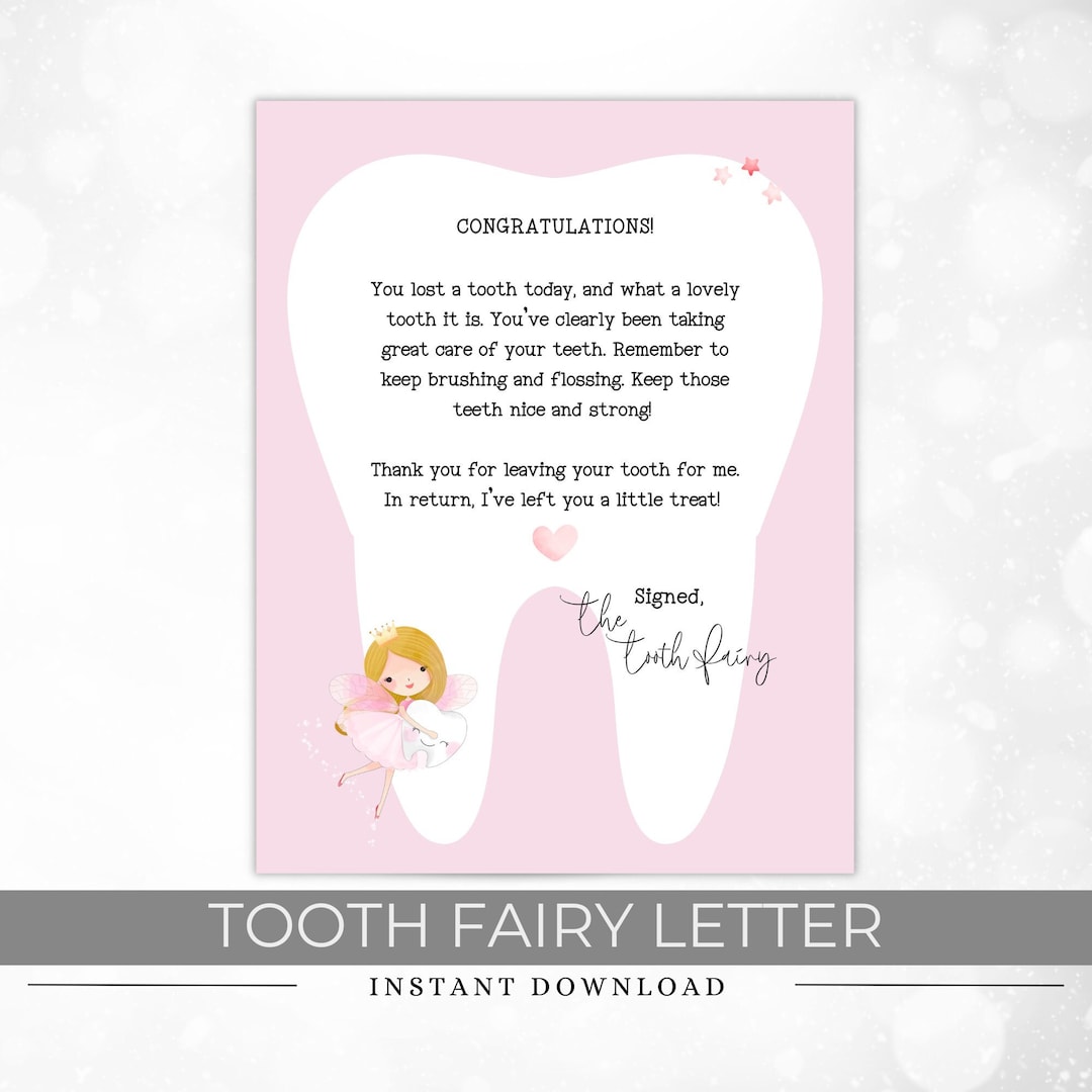 Tooth Fairy Letter, Printable Tooth Fairy Note, Letter From the Tooth ...