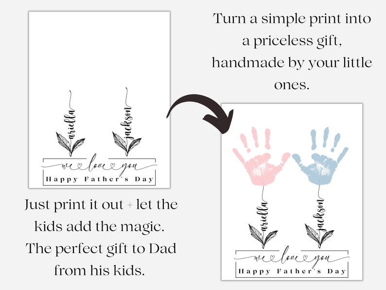 Personalized Handprint Art for Dad DIY Fathers Day Gift From Kids Baby ...