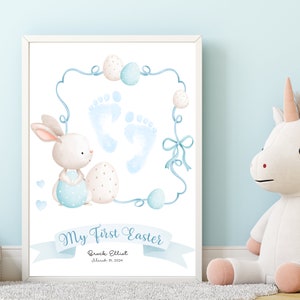 Personalized Baby's First Easter Footprint Art, Easter Handprint, Baby ...