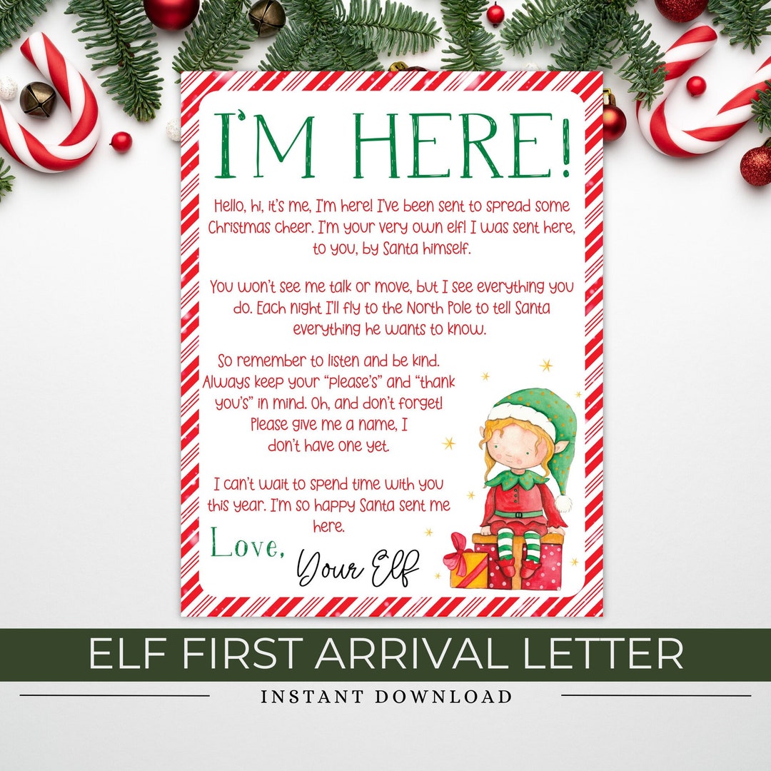 Girl Elf Arrival Letter, First Time Elf Arrival Letter, Christmas Elf ...