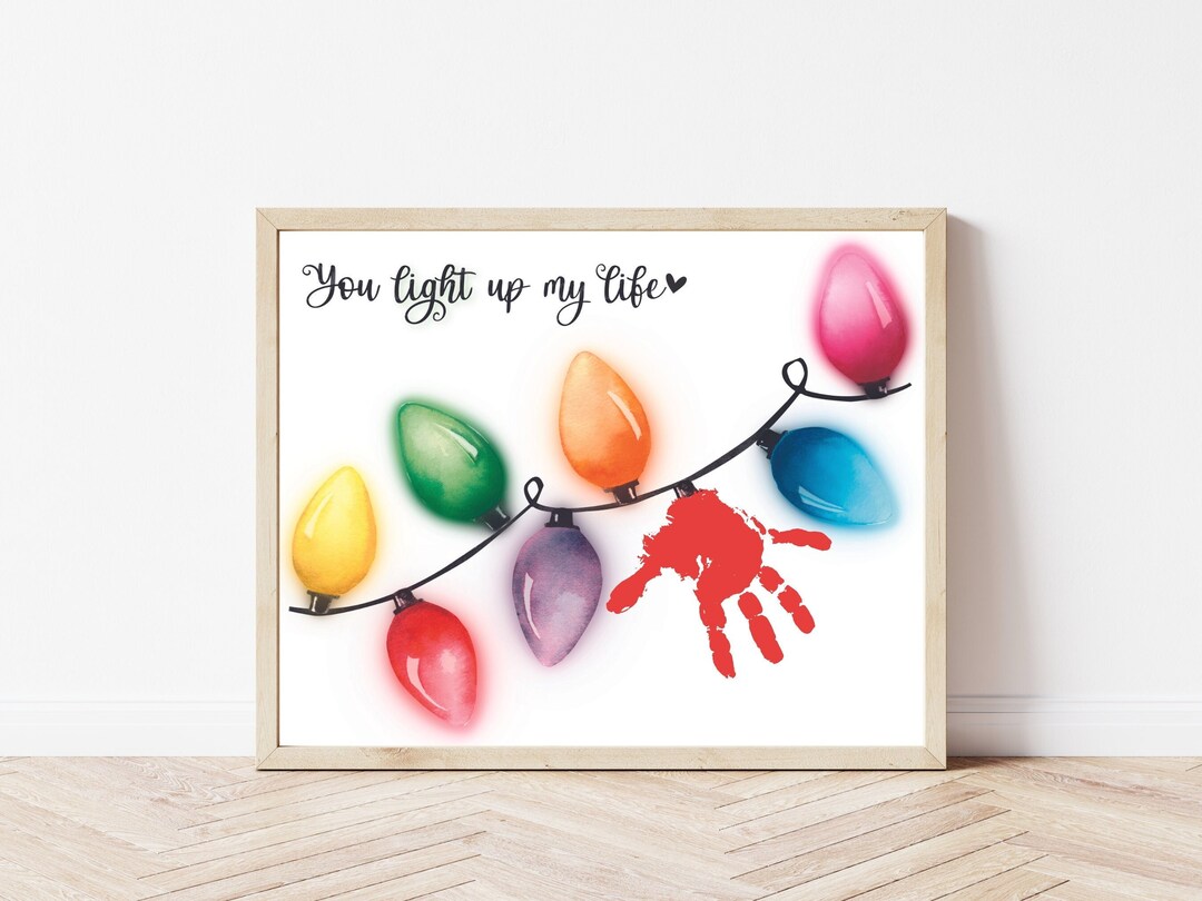 Handprint Christmas Lights, Handprint Art, My First Christmas, Gift for ...