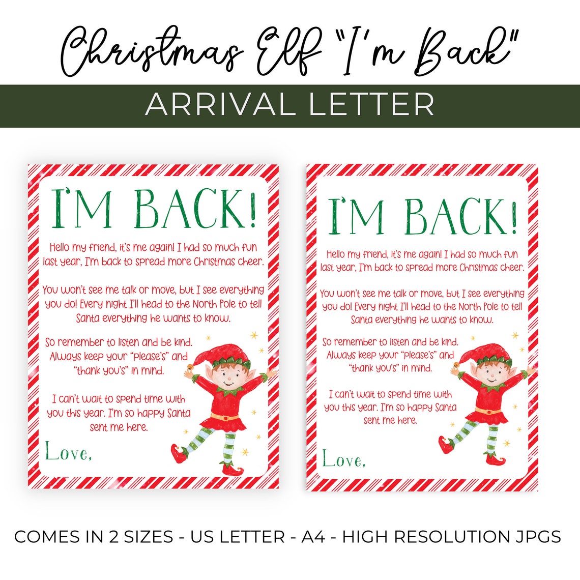 Elf Arrival Letter, Christmas Elf Welcome Letter, Elf Arrival Letter ...