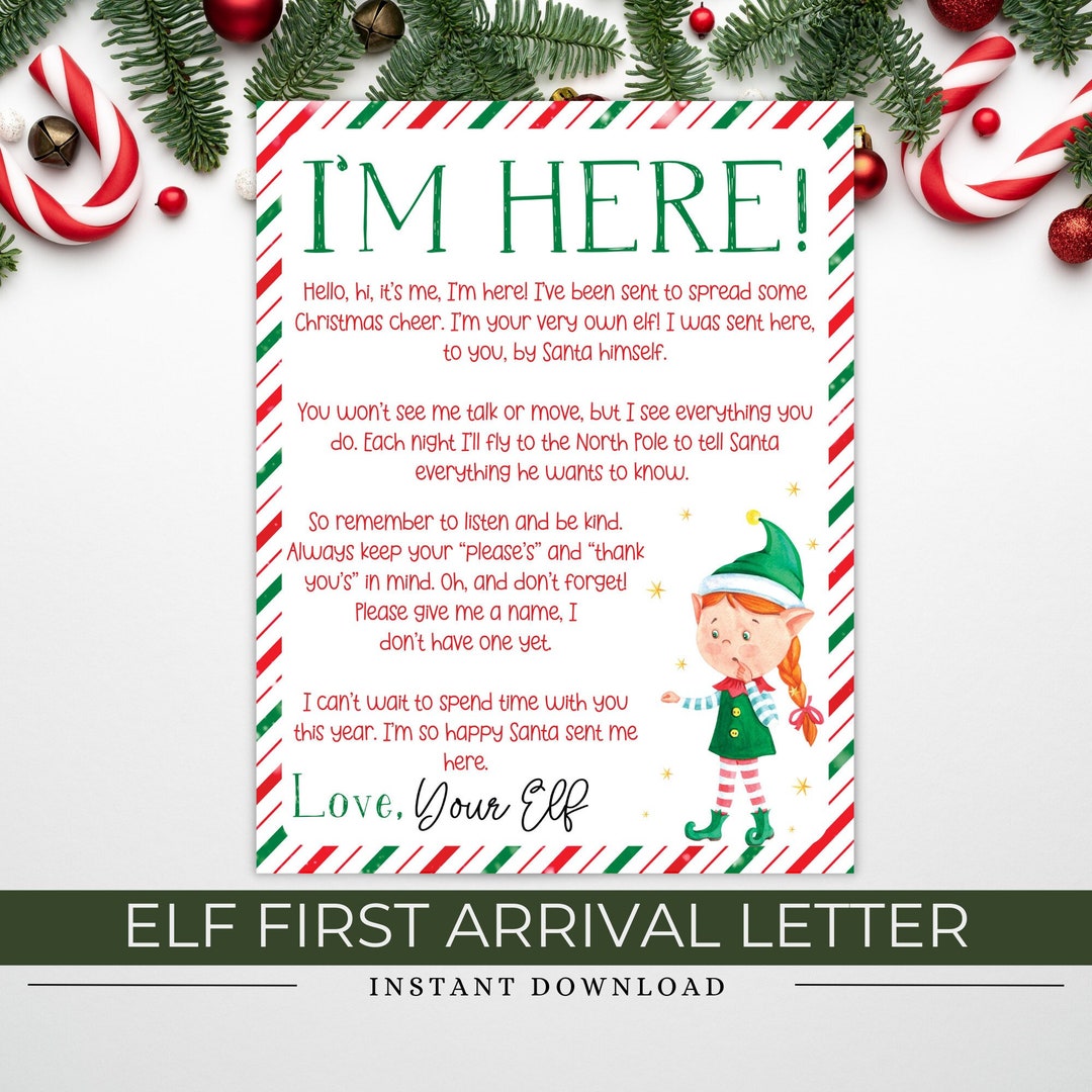 Girl Elf Arrival Letter, First Time Elf Arrival Letter, Christmas Elf ...